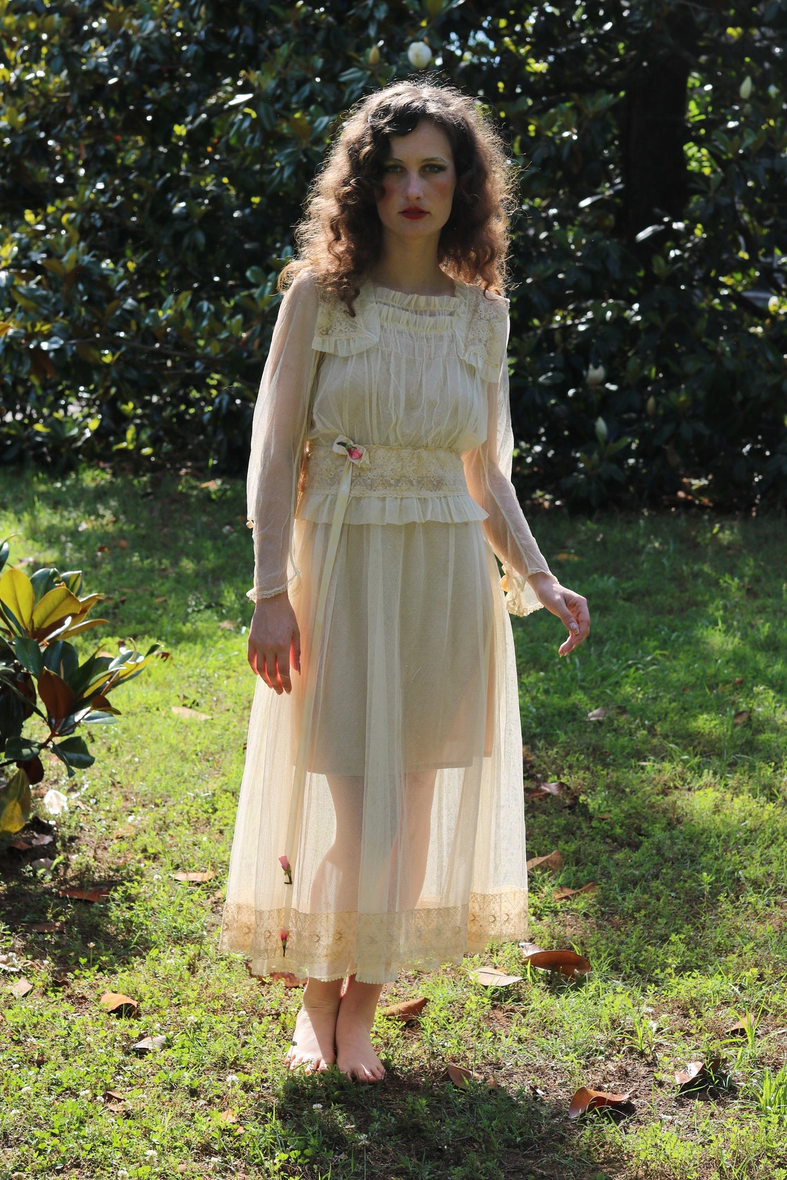 Antique 1910s Sheer Net Lace Dress - Etsy