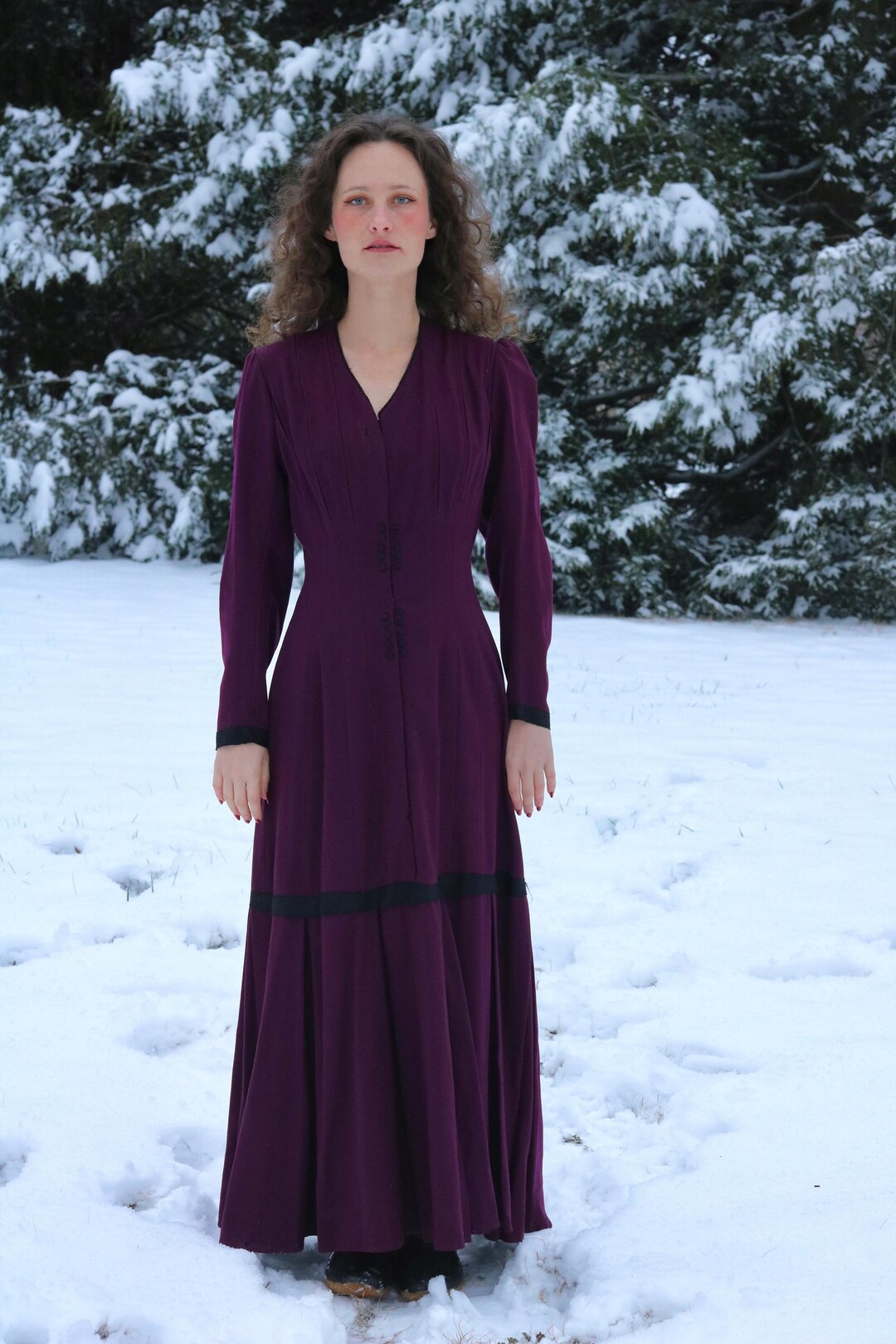 Antique Victorian Purple Wool Wrapper Dress - Etsy