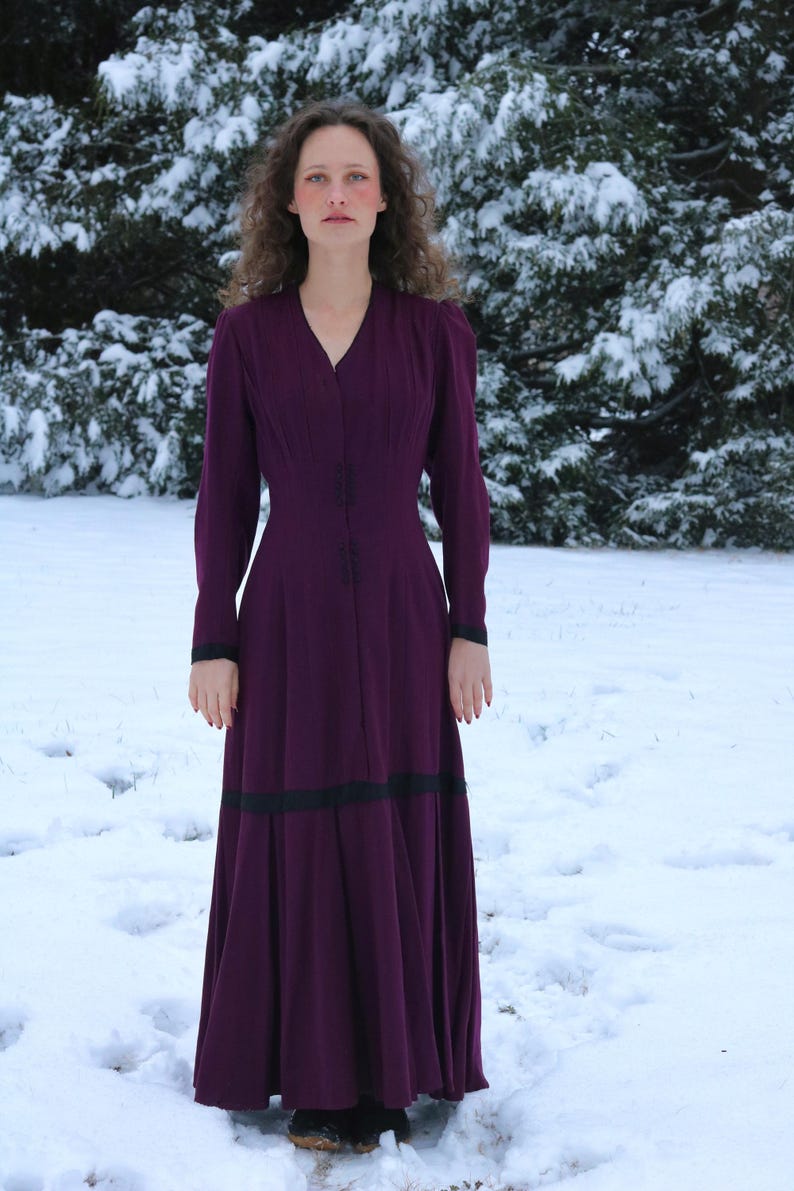 Antique Victorian Purple Wool Wrapper Dress - Etsy