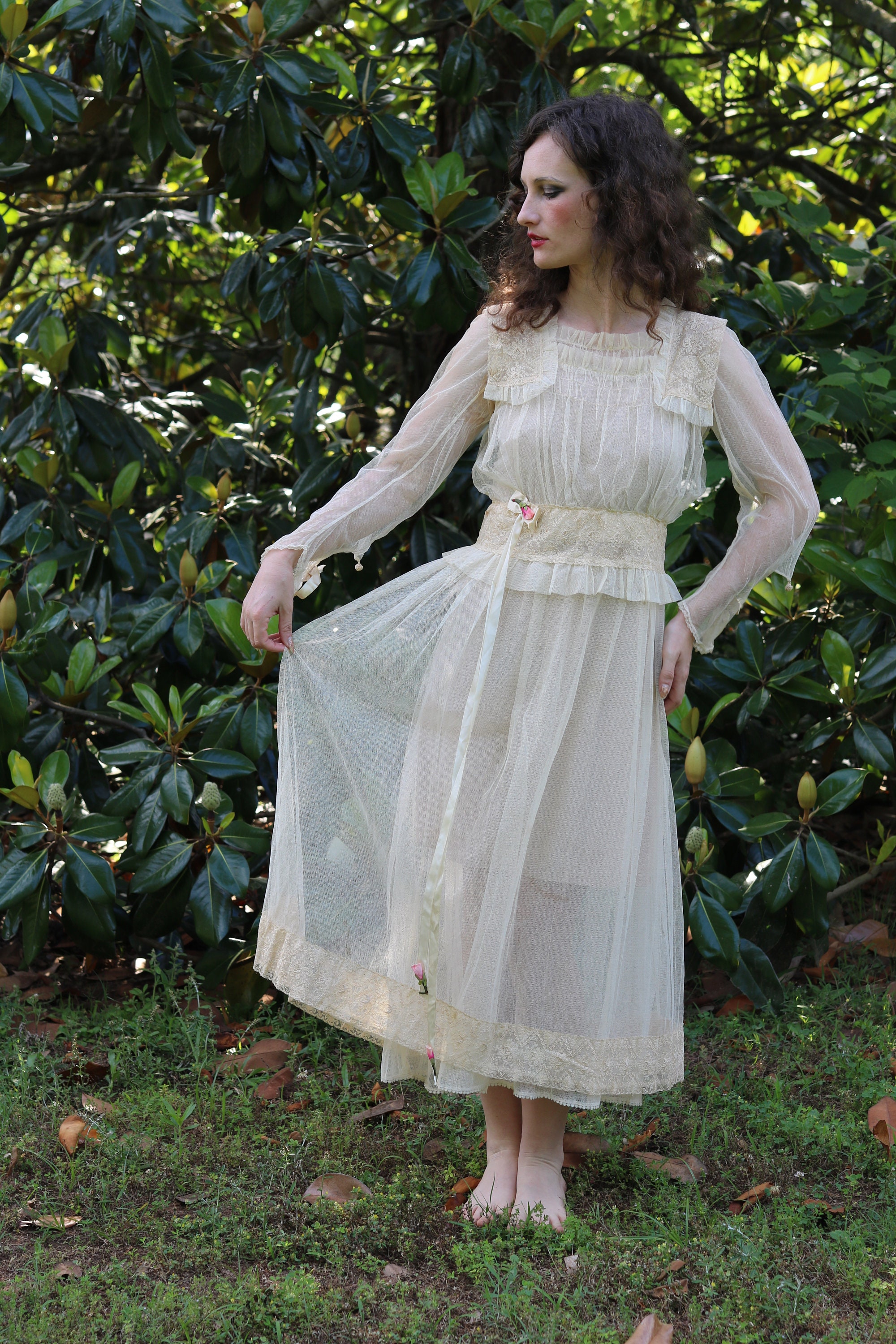 Antique 1910s Sheer Net Lace Dress - Etsy