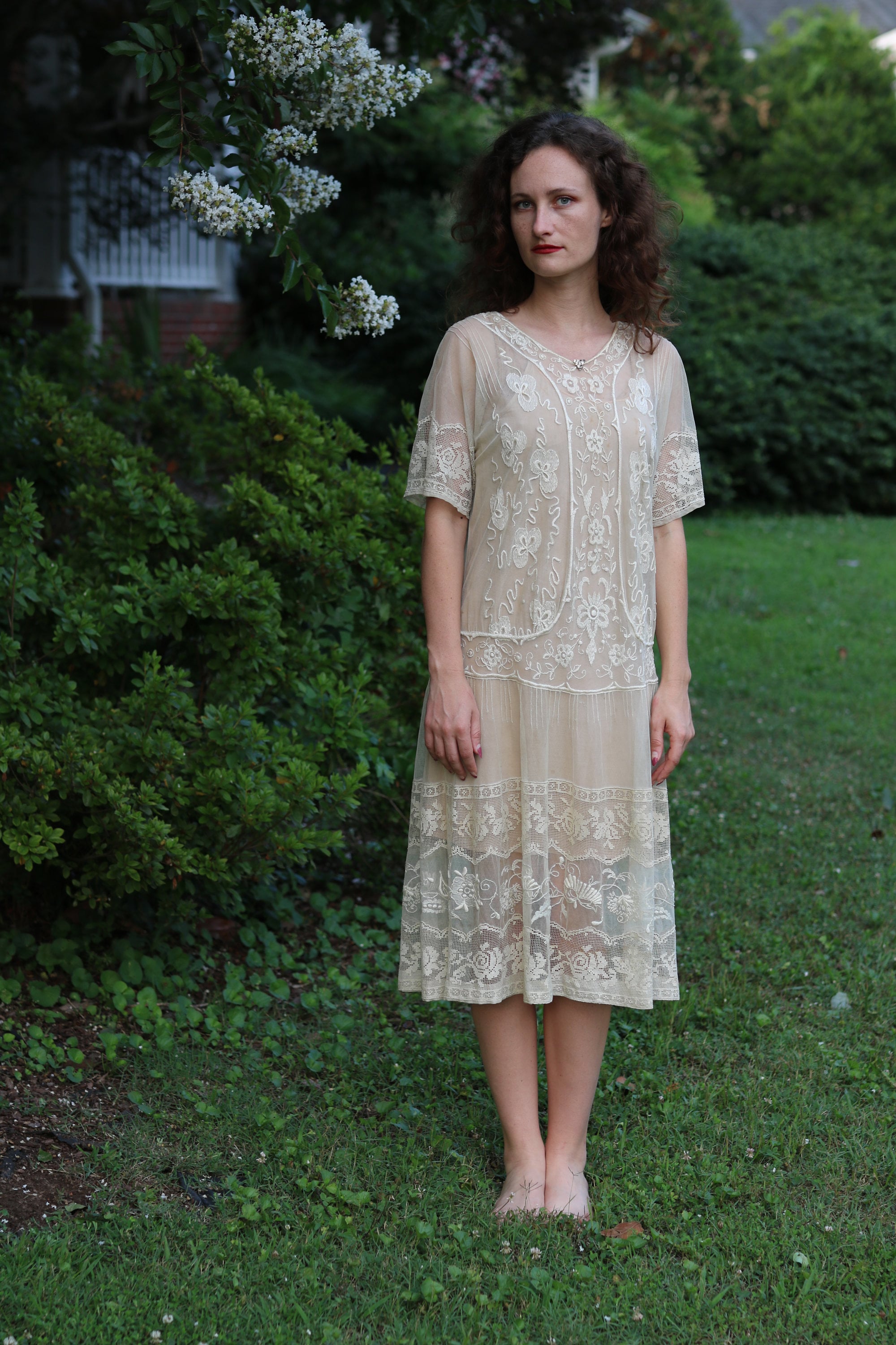 Antique 1920s Net Lace and Crochet Lace Dress - Etsy