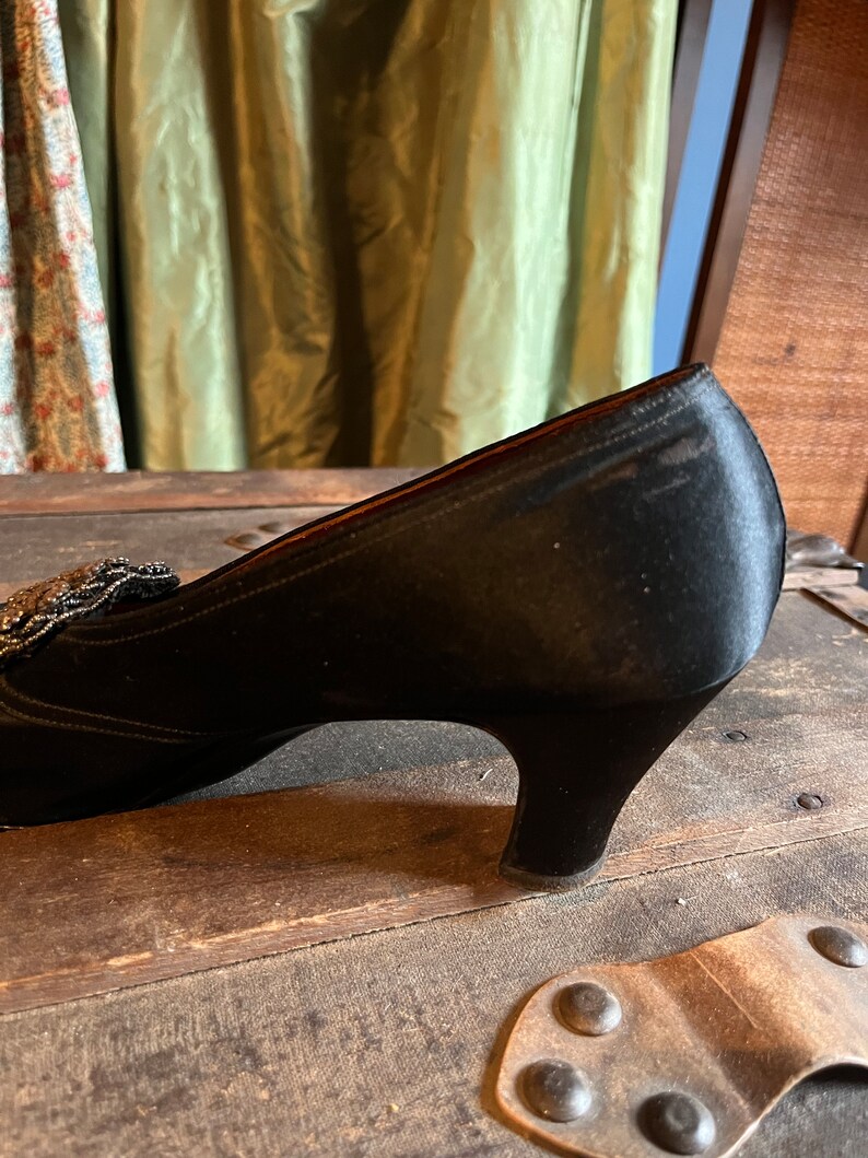 Antique 1920s Black Satin Beaded Heels - Etsy