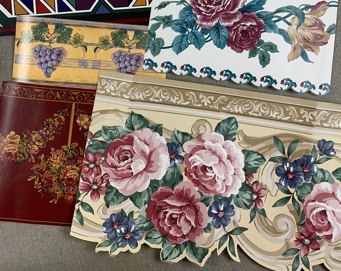 Vintage Wallpaper Borders. 7 Pieces in Varying Sizes, Several With ...