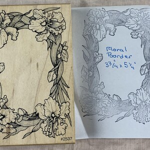 Floral Entwined Border / Frame. Comotion. Large Vintage Rubber Stamp ...
