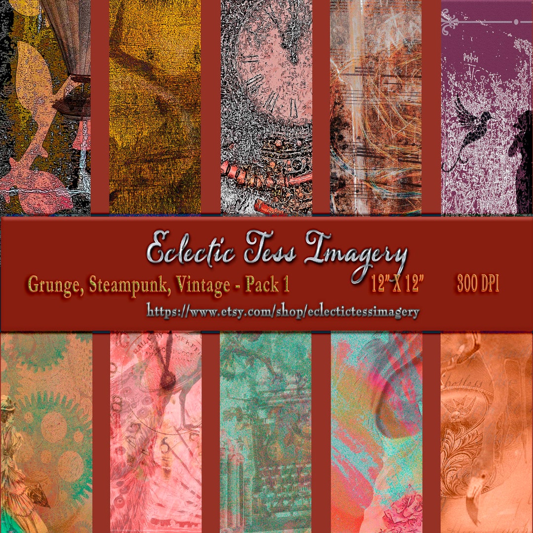 Grunge, Steampunk, Vintage Digital Papers: Digital Printable ...