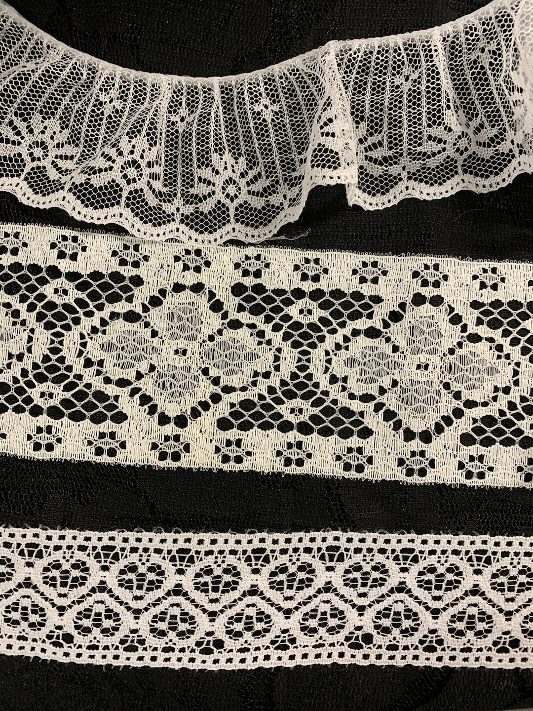 Lace Trims. 3 Different Patterns. 15 Feet of White and Neutral Lace ...