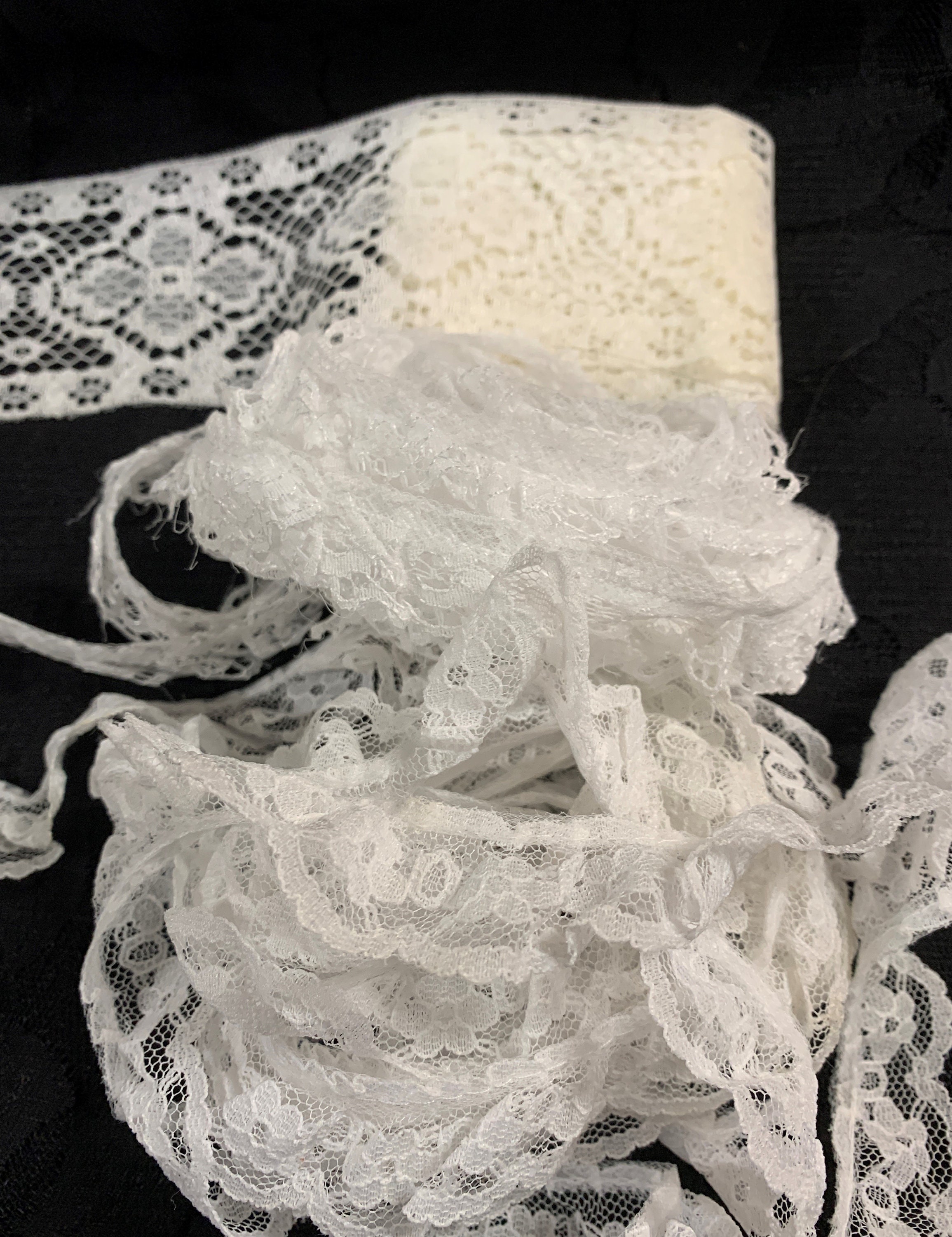 Lace Trims. 3 Different Patterns. 15 Feet of White and Neutral Lace ...