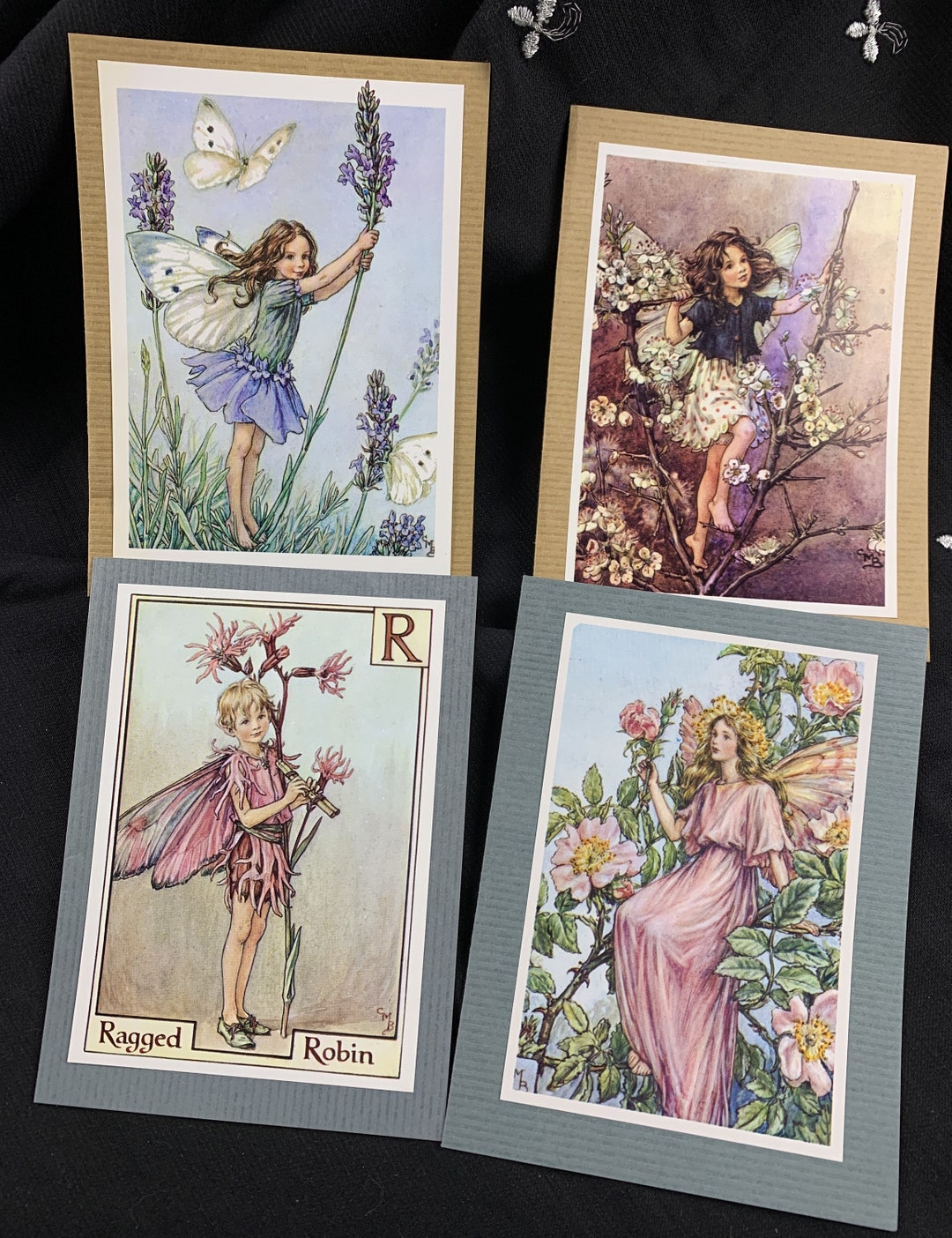4 Used Flower Fairy Ephemera/scrap Cards W/cicely Barker Artwork, 1980s ...