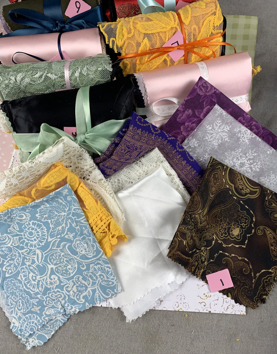 Assorted Scrap Fabric Remnants, 9 10"x10" Pieces in This Bundle #1 ...