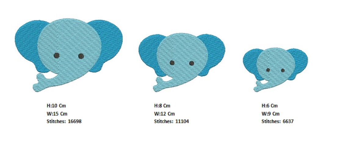 Elephant Machine Embroidery Design 3 Sizes | Etsy