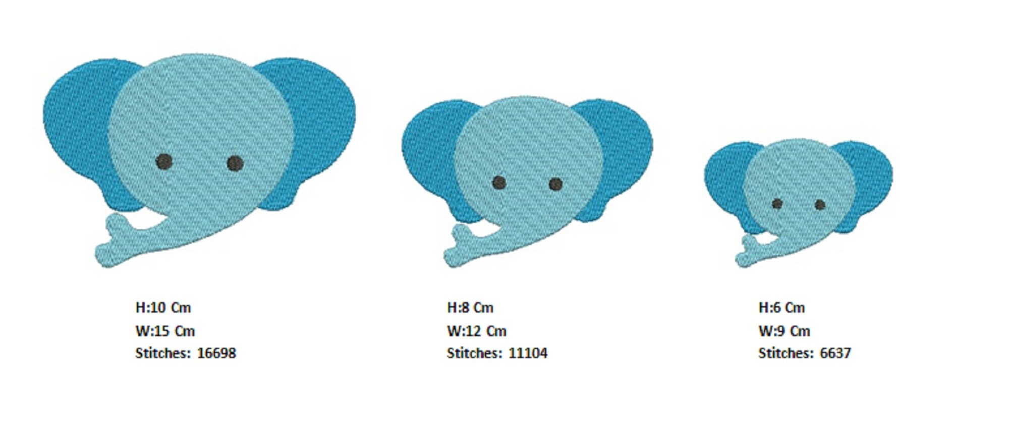 Elephant Machine Embroidery Design 3 Sizes - Etsy