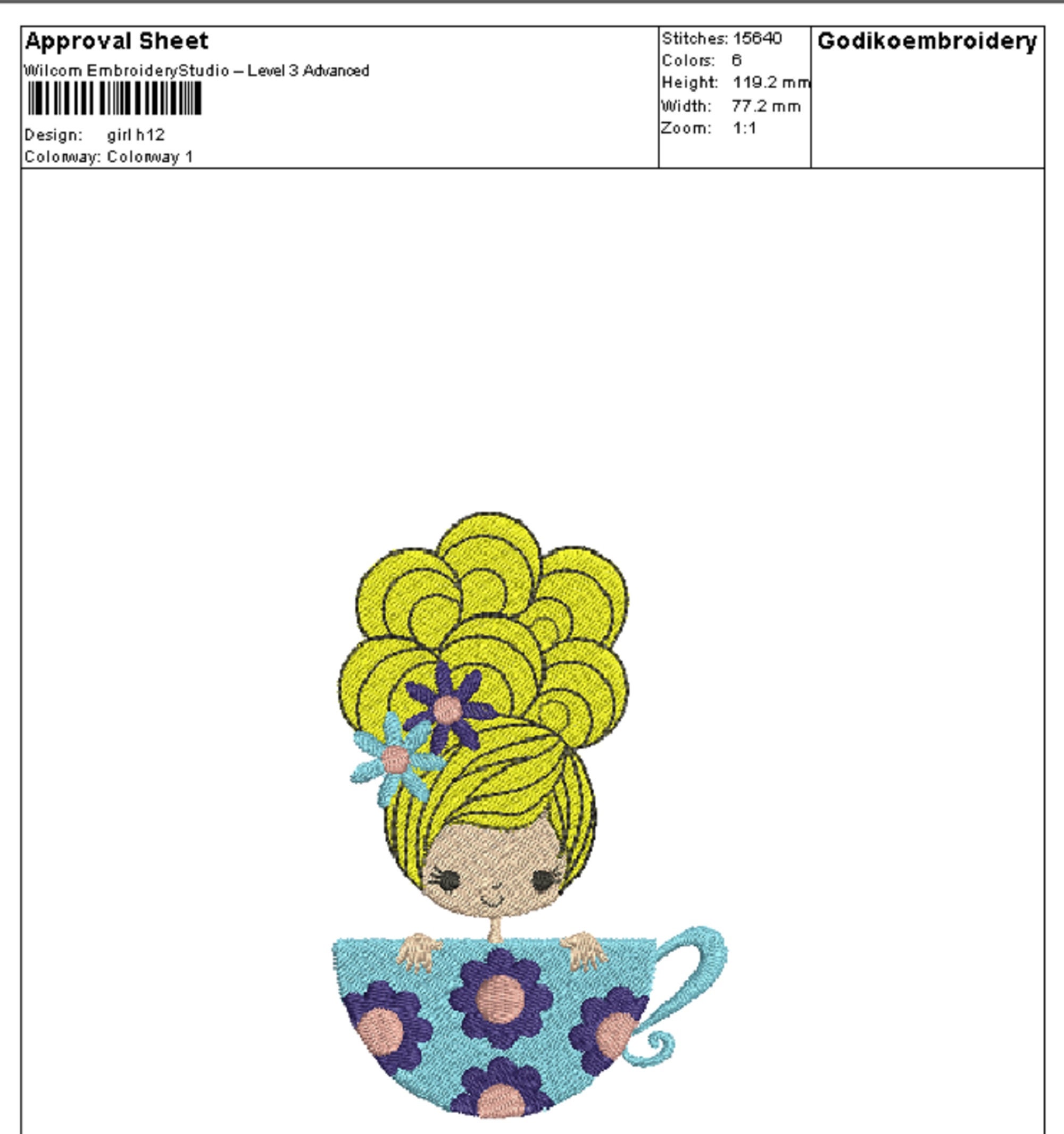 Cute Girl Machine Embroidery Design 3 Sizes - Etsy