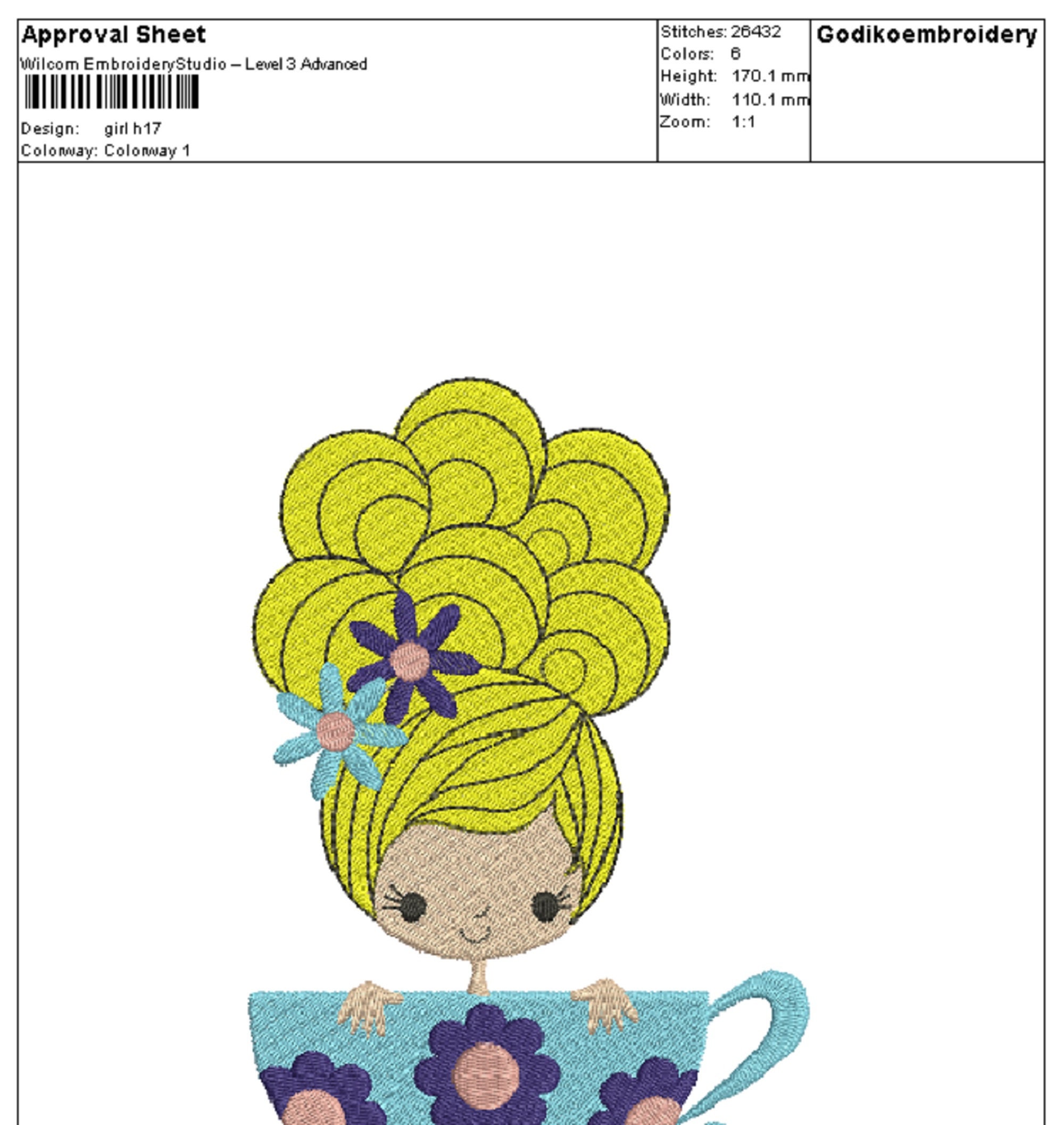 Cute Girl Machine Embroidery Design 3 Sizes - Etsy