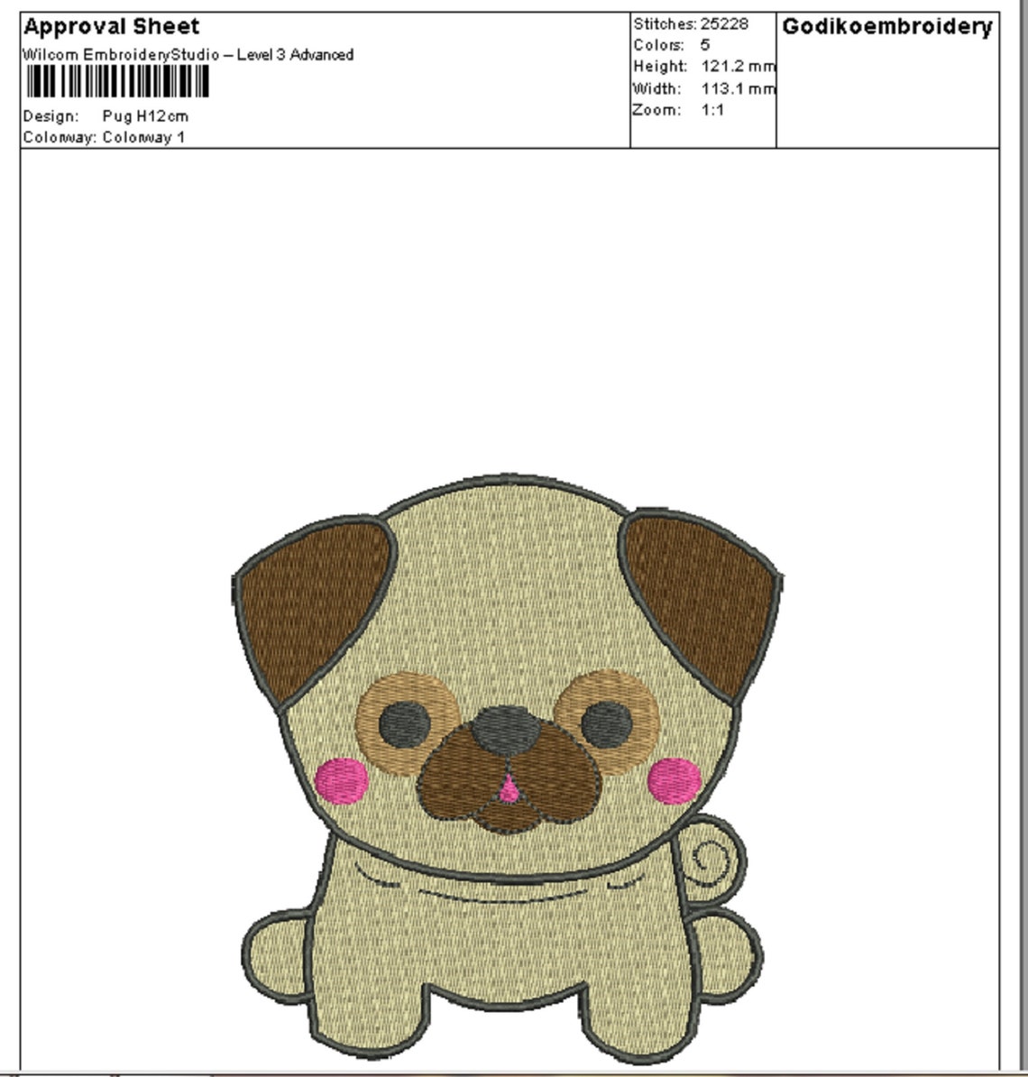 Dog Pug Machine Embroidery Design-3 Sizes | Etsy