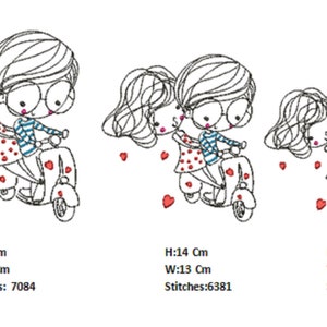 Cute Couple in Love Machine Embroidery Design 3 Sizes - Etsy