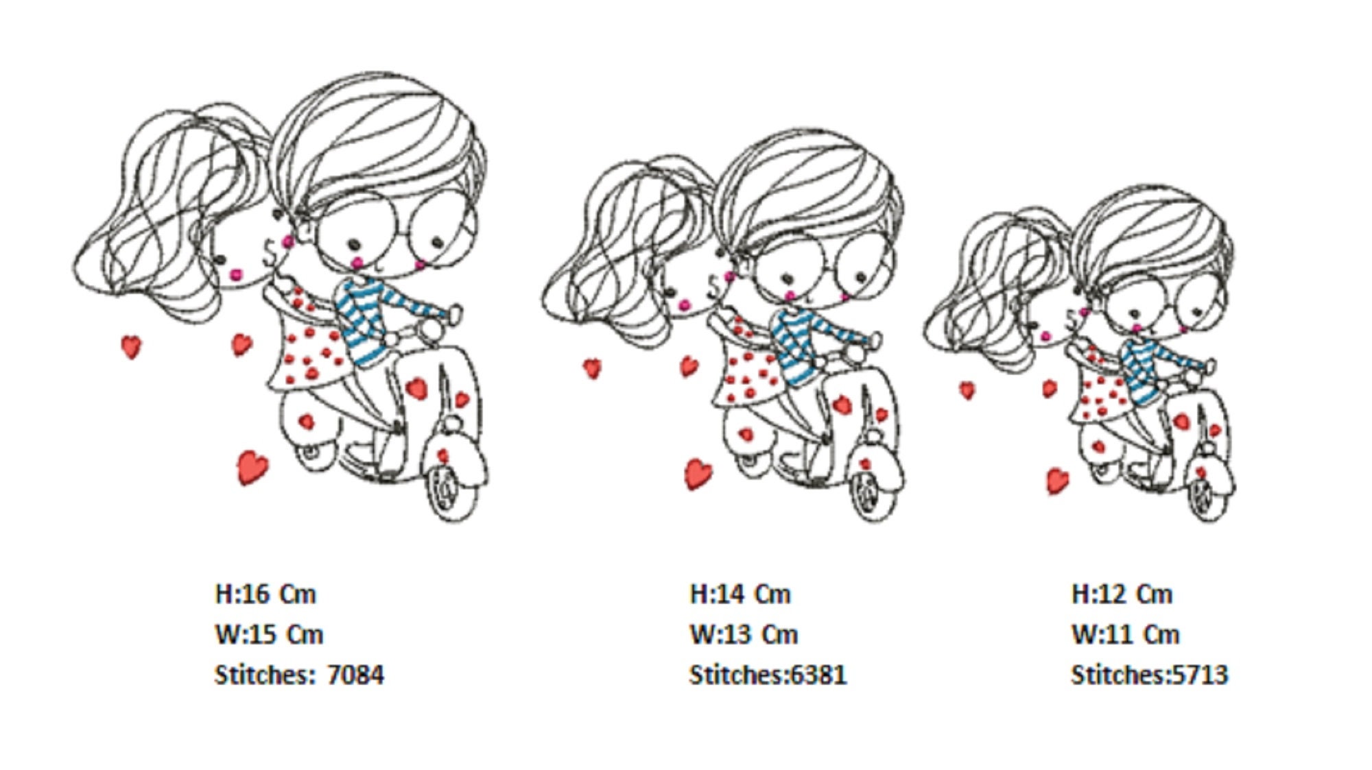 Cute Couple in Love Machine Embroidery Design 3 Sizes - Etsy