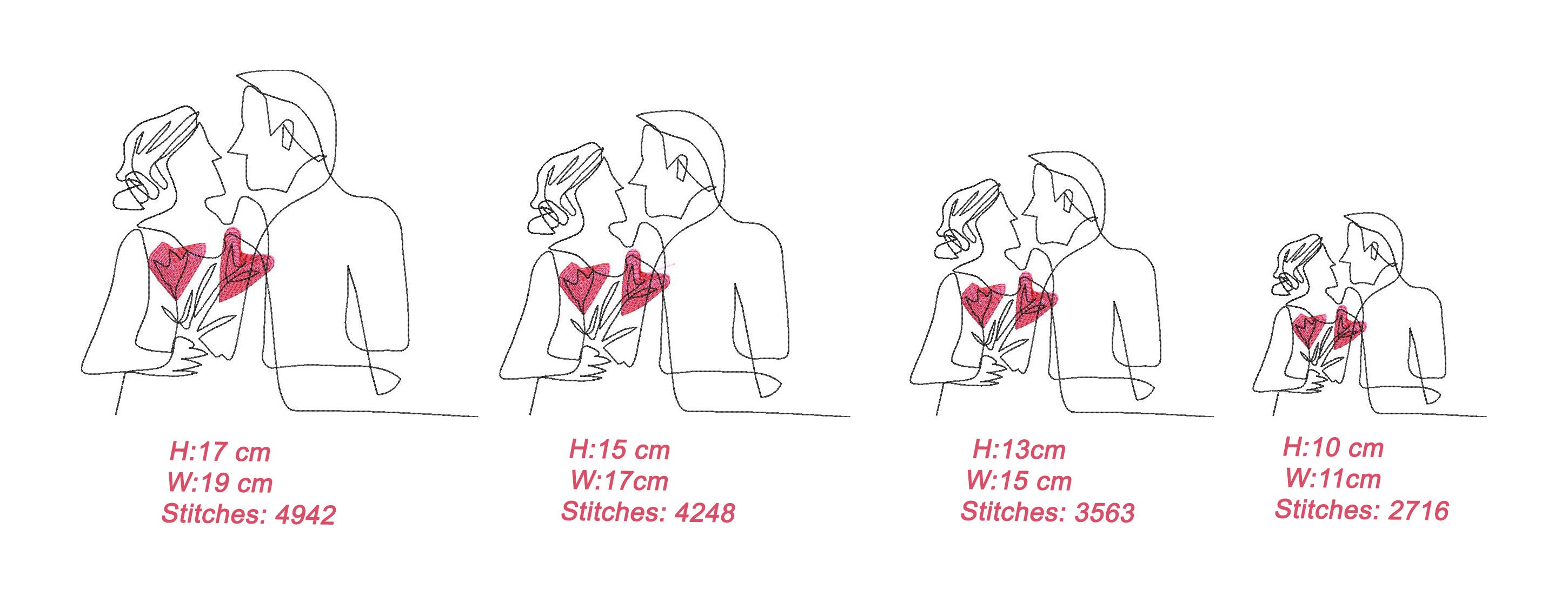 Couple in Love Machine Embroidery Design 4 Sizes - Etsy