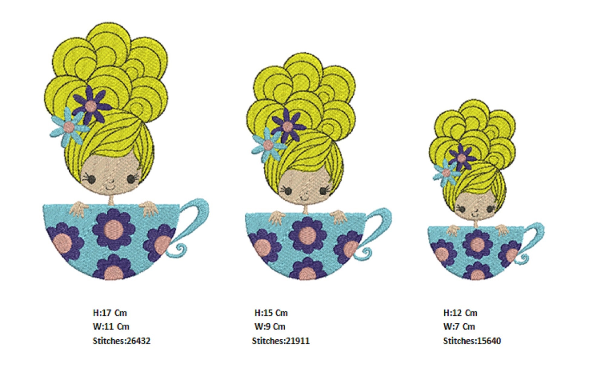 Cute Girl Machine Embroidery Design 3 Sizes (Instant Download) - Etsy