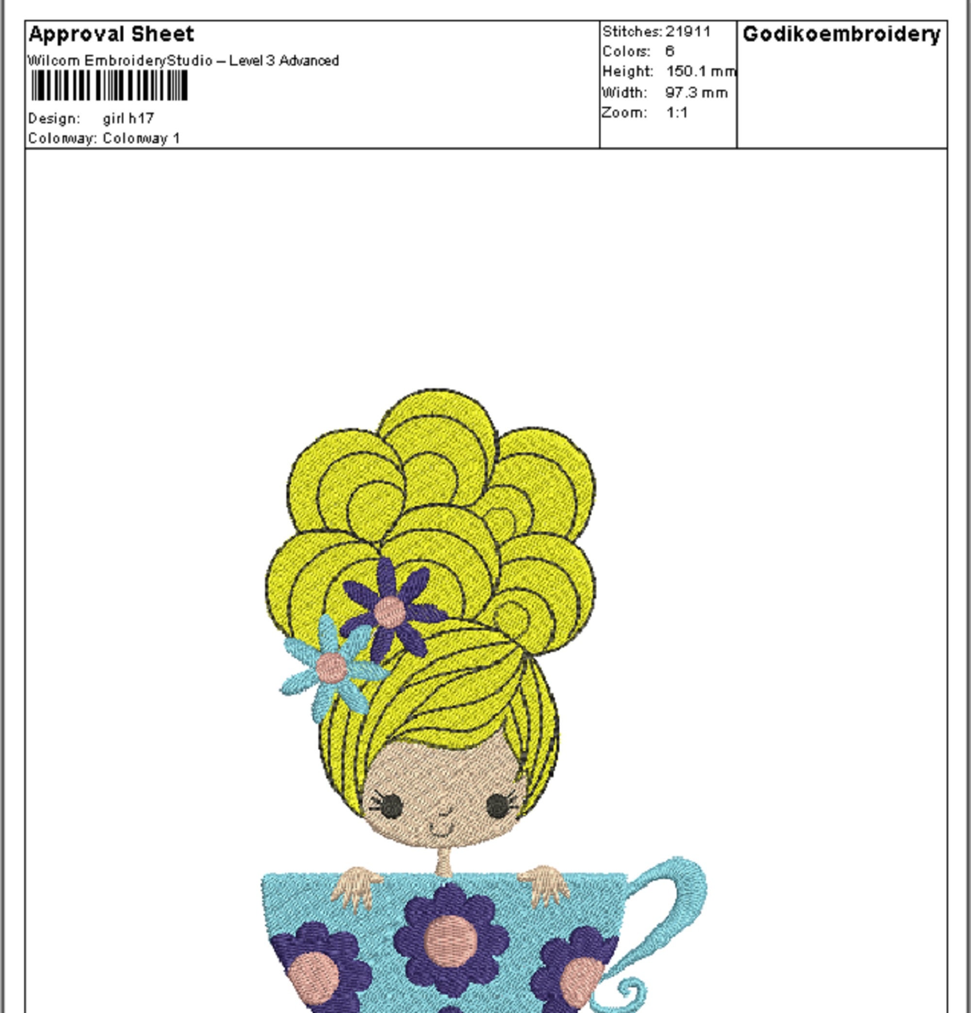 Cute Girl Machine Embroidery Design 3 Sizes (Instant Download) - Etsy