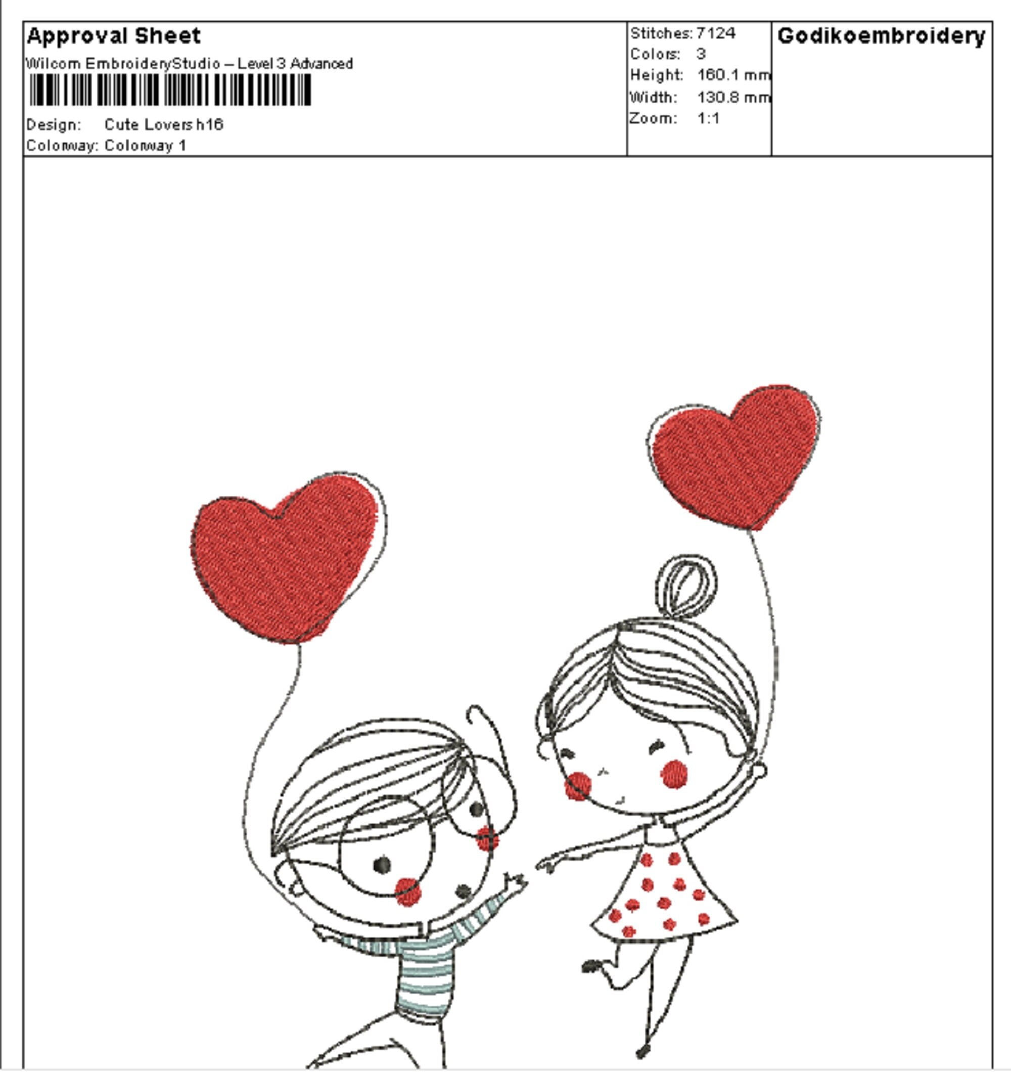 Cute Lovers Machine Embroidery Design 3 Sizes - Etsy