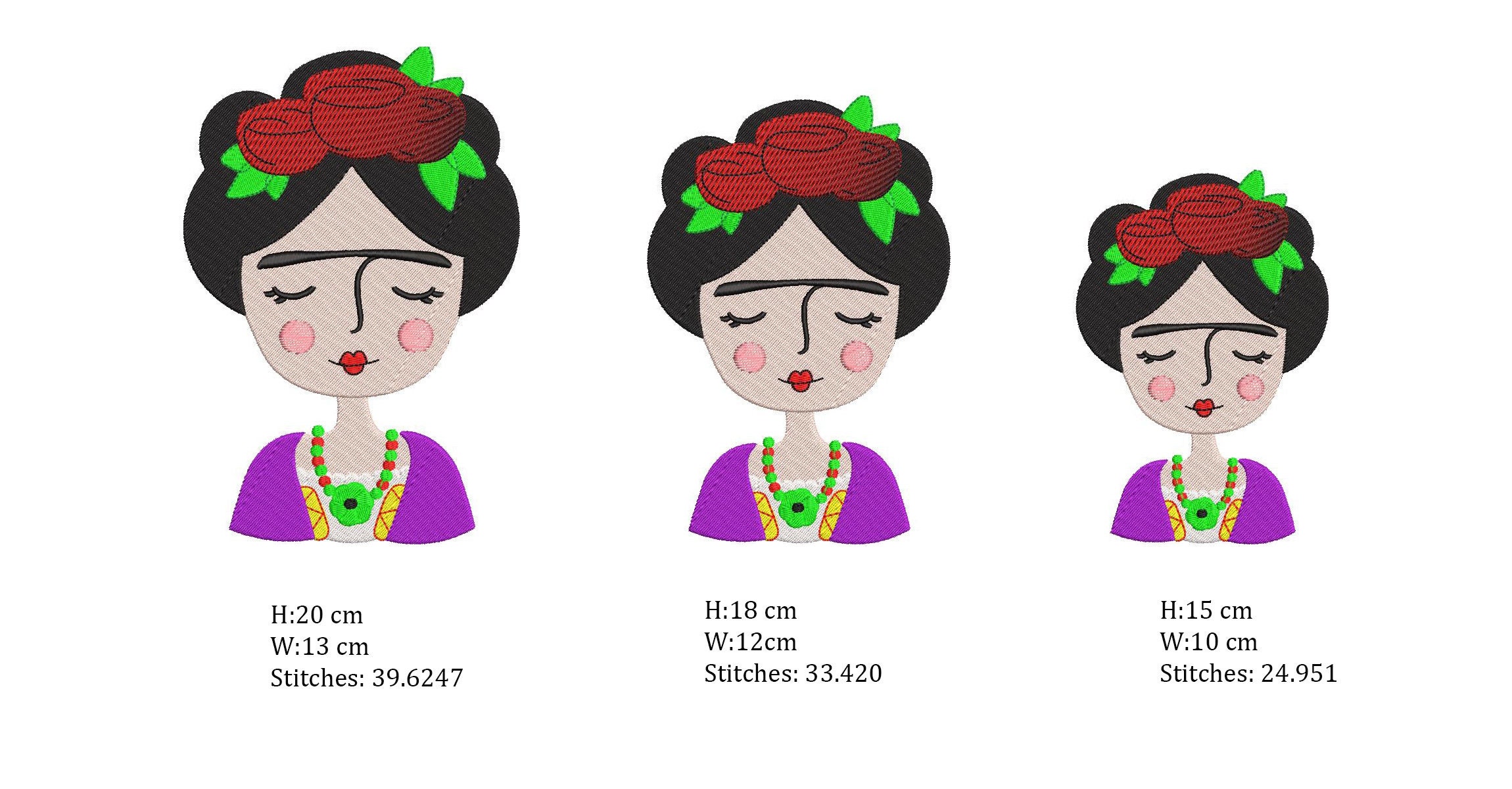 Frida Machine Embroidery Design 3 Sizes-instant Download - Etsy