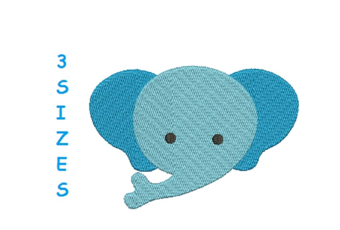 Elephant Machine Embroidery Design 3 Sizes - Etsy