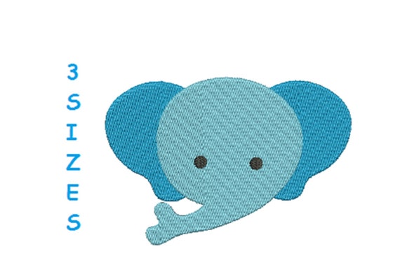 Elephant Machine Embroidery Design 3 Sizes | Etsy