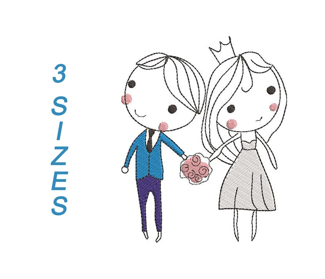 Bride and Groom -wedding Couple- Machine Embroidery Design-3 Sizes - Etsy