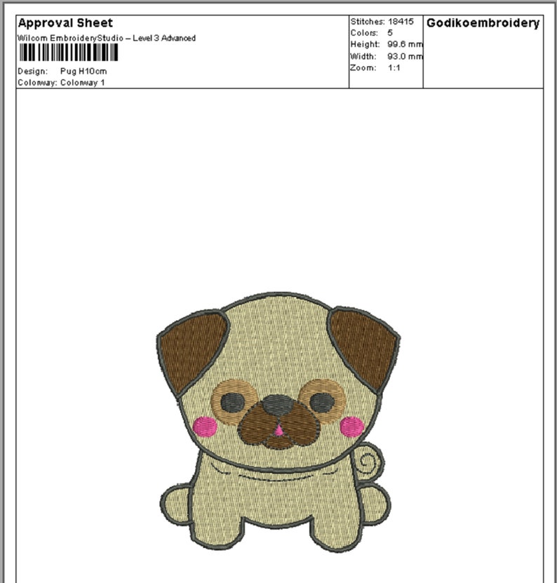 Dog Pug Machine Embroidery Design-3 Sizes - Etsy