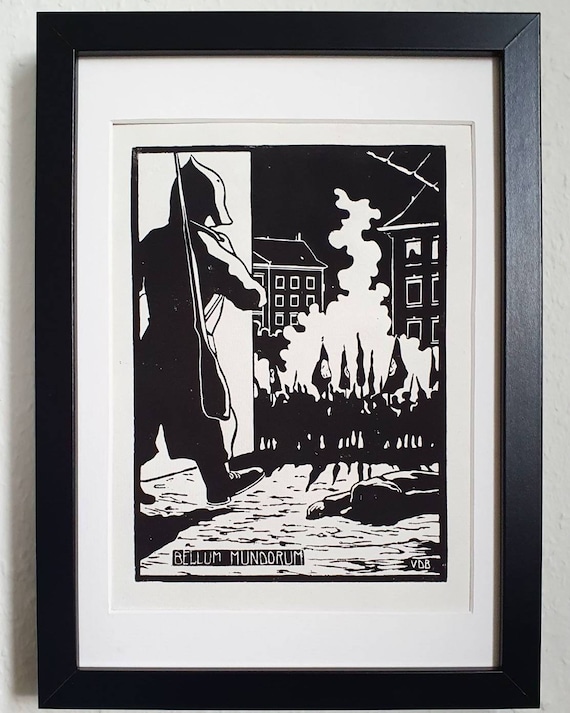 World War Linocut - Etsy