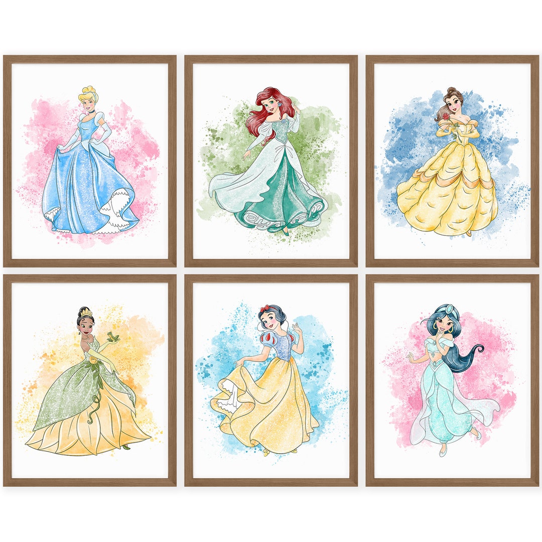 Nistio™ Disney Princess Wall Art Prints, Girls Room Wall Art, Rapunzel ...