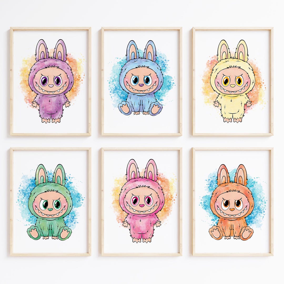 Nistio™ Labubu Wall Art, Labubu Poster Set, Labubu Prints, Labubu Plush ...