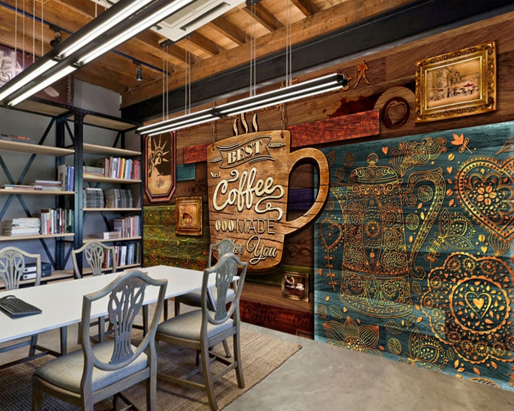 Coffee Wall Mural Wallpaper Cafe Shop Wallpaper - Etsy