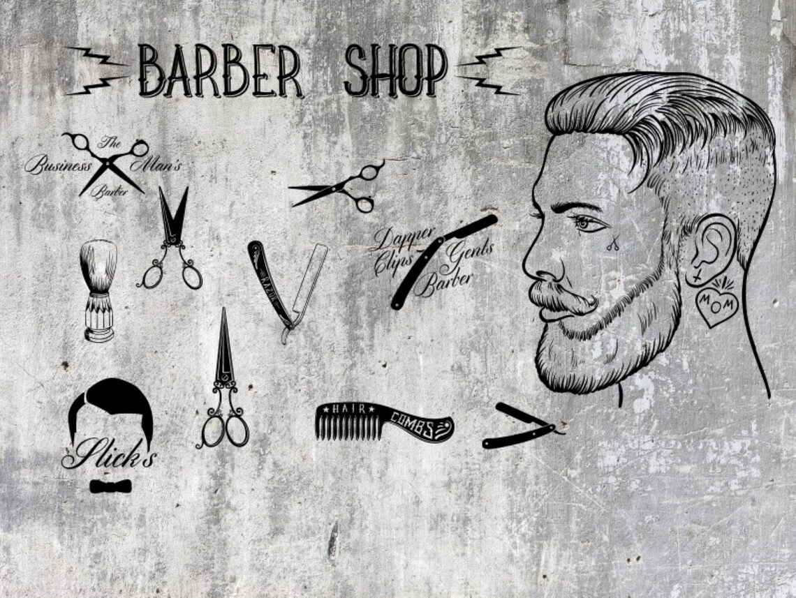 Custom Design Barbershop Wallpaper | Etsy