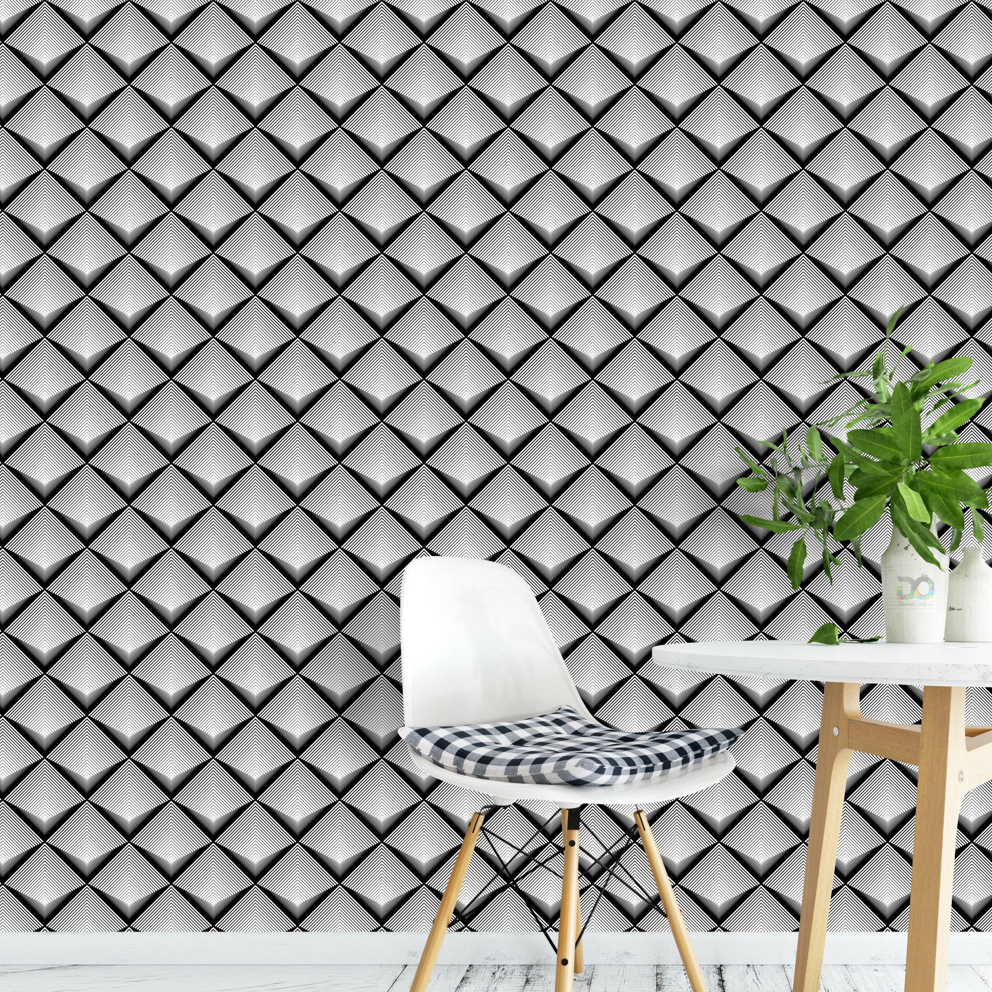 Geometric Lines Roll Wallpaper Wall Decor Wallpaper - Etsy