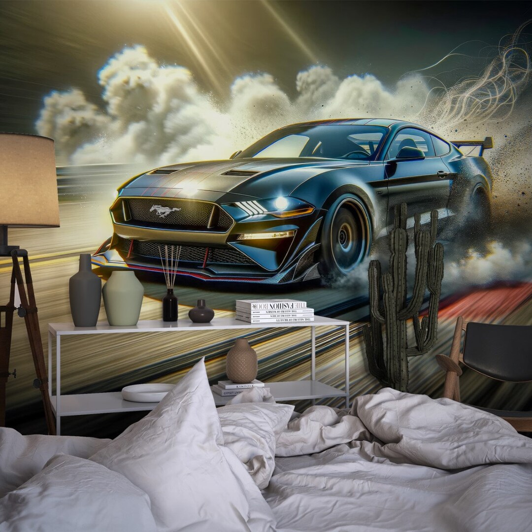 Desert Drift Mustang Wall Mural Action-packed Bedroom Wallpaper for ...