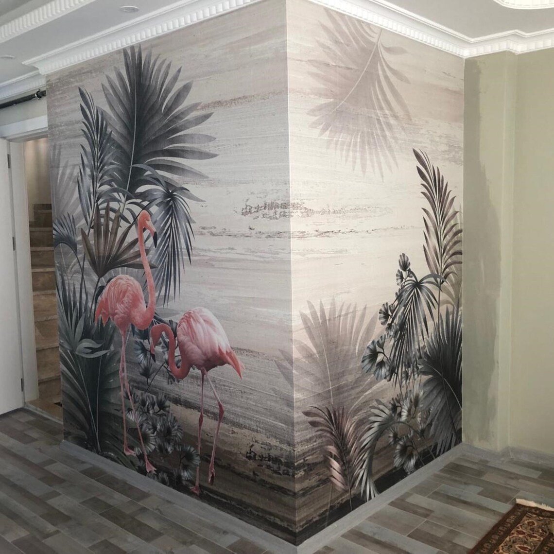 Flamingos Wallpaper Wonderful design | Etsy