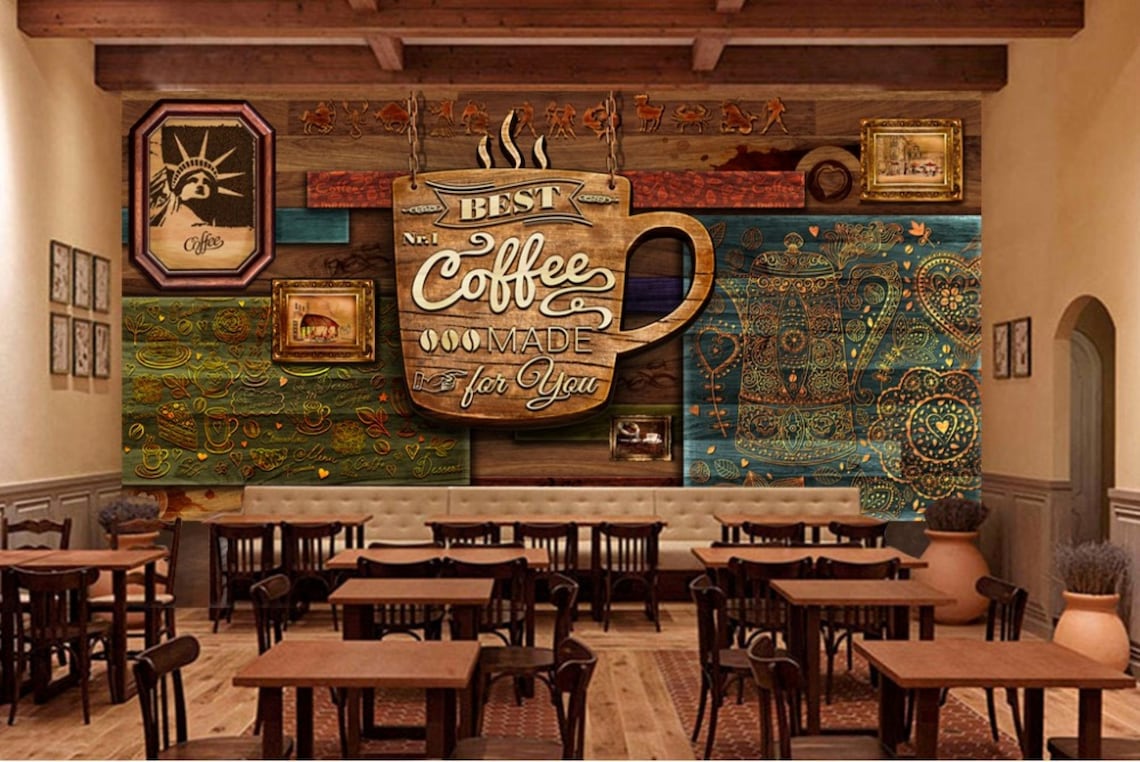 Cafe Coffee Shop Wall Mural - Etsy