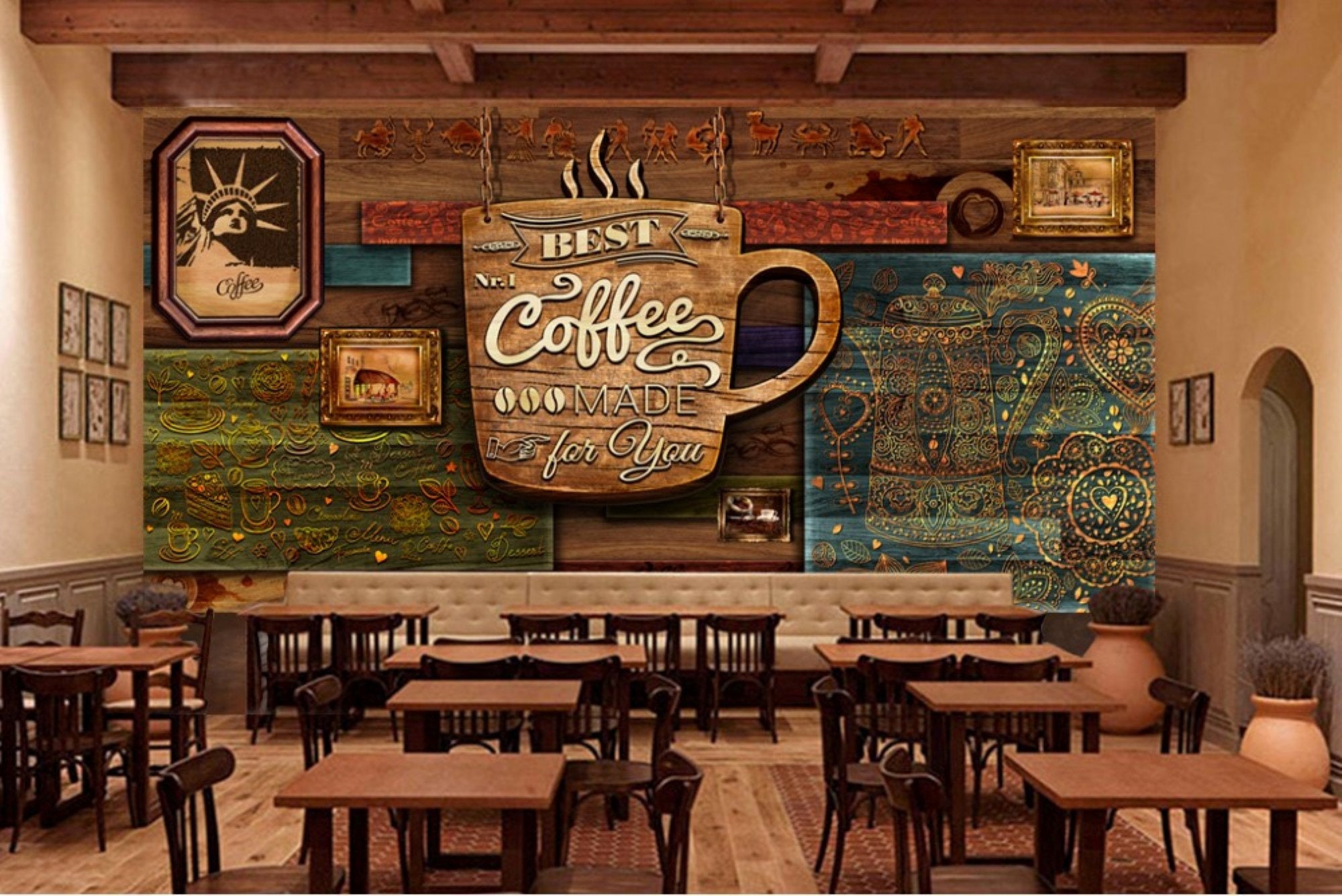 Cafe Coffee Shop Wall Mural - Etsy