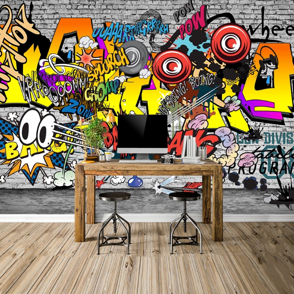 Graffiti Wallpaper Wallmural Wallcovering Wallpaper Graffiti | Etsy