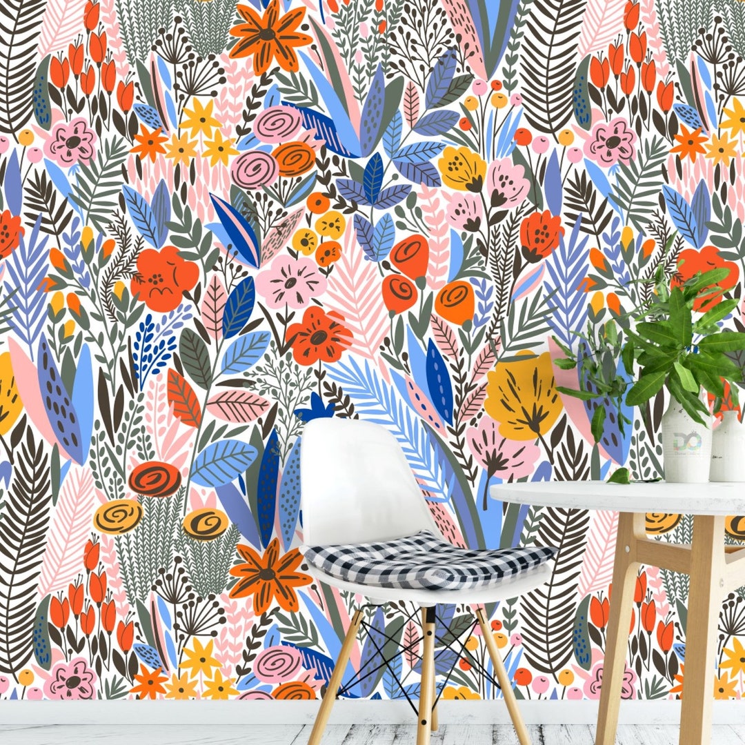 Colorful Walls Wallpaper Wall Decor - Etsy