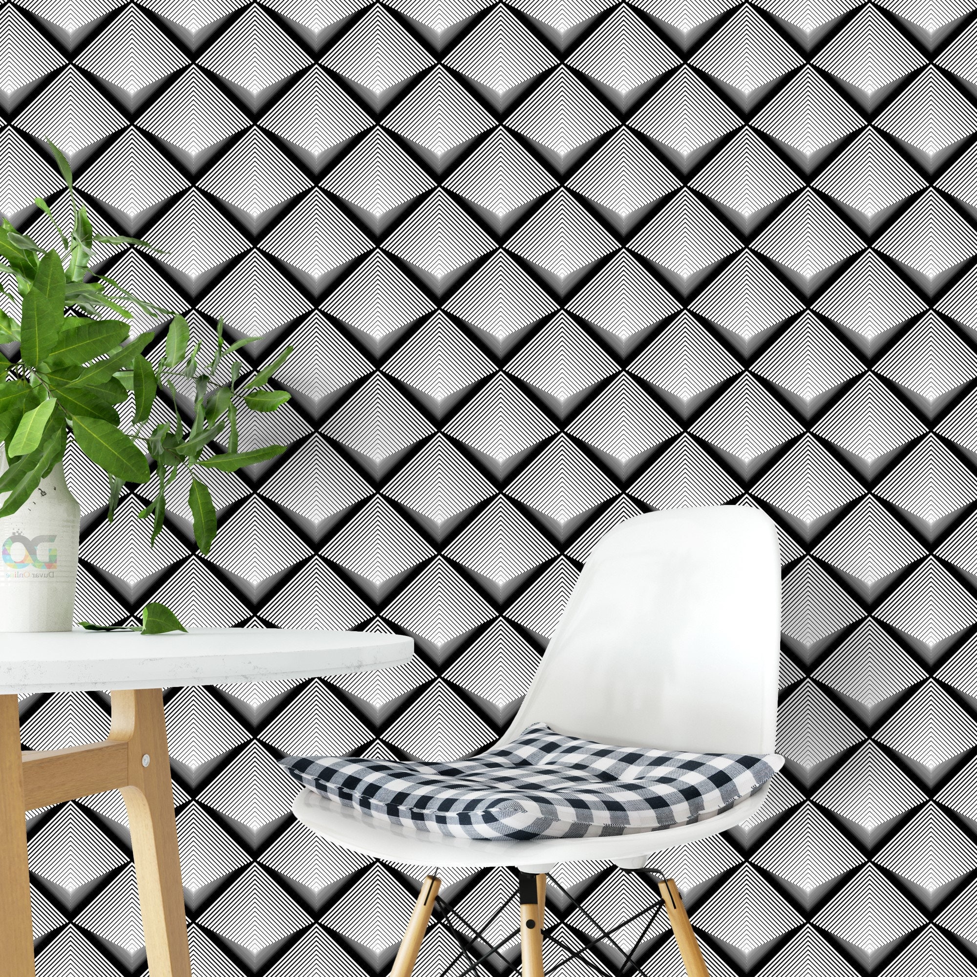 Geometric Lines Roll Wallpaper Wall Decor Wallpaper - Etsy