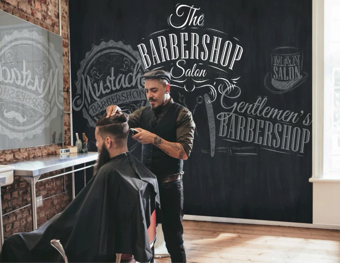 Barbershop Hairdresser Wallpaper Black Background - Etsy