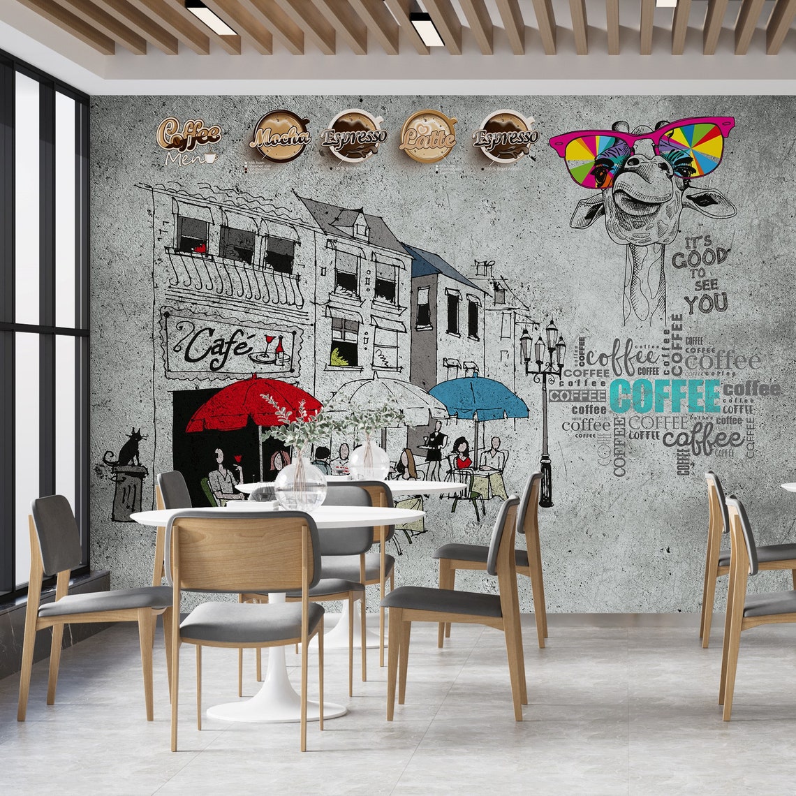 Cafe Shop Wall Mural - Etsy