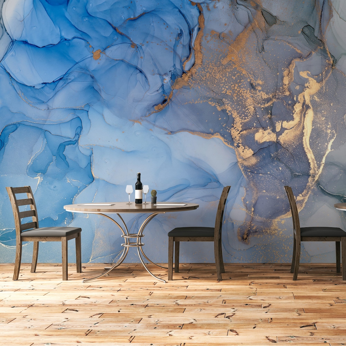 Blue Marble Design Wallpaper Wall Mural | Etsy