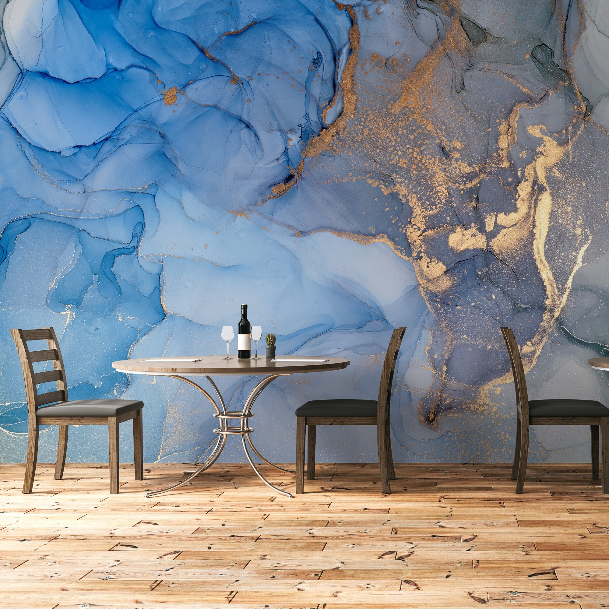 Blue Marble Design Wallpaper Wall Mural - Etsy