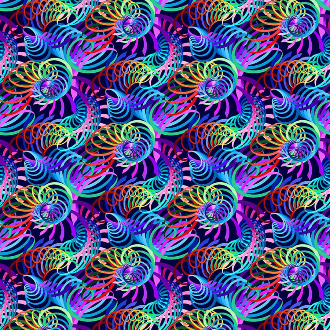 Fractal Flowers Spirals in Indigo - Priced/sold by the Half-yard - Etsy