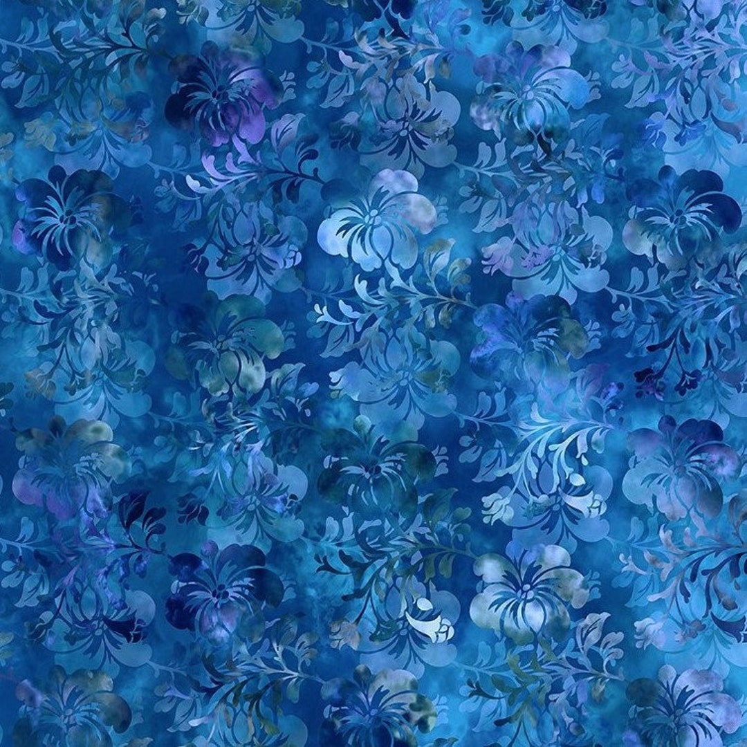 Prism Hibiscus Shadow in Royal - Priced/sold by the Half-yard - Etsy