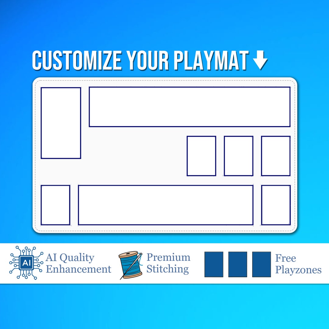 One CUSTOM Playmat WITH Piece of Art + Playzones - 14"x24" / 35,5X60 Cm ...