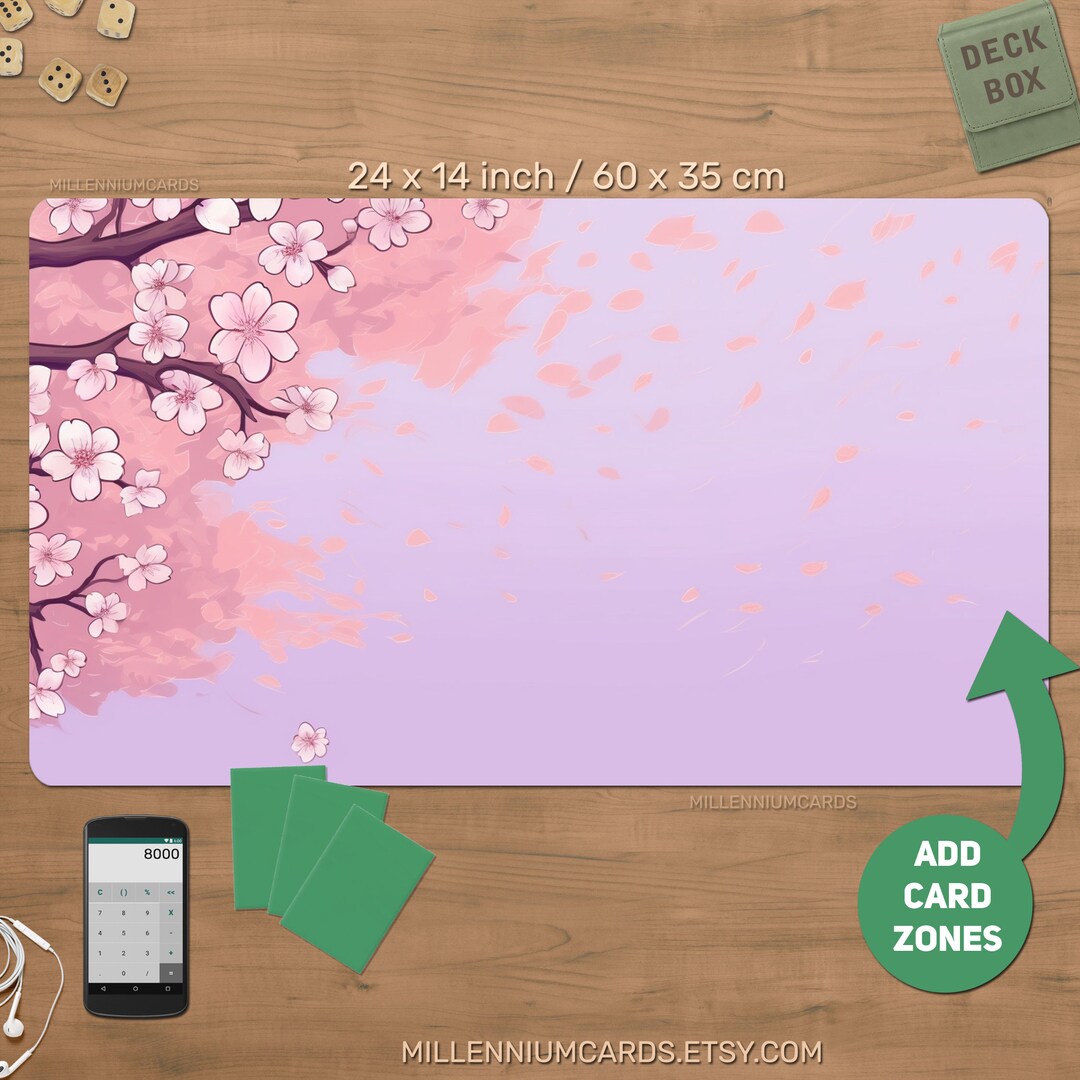 Japanese Sakura Playmat for TCG, Japan Cherries Anime Matt, Tokyo ...